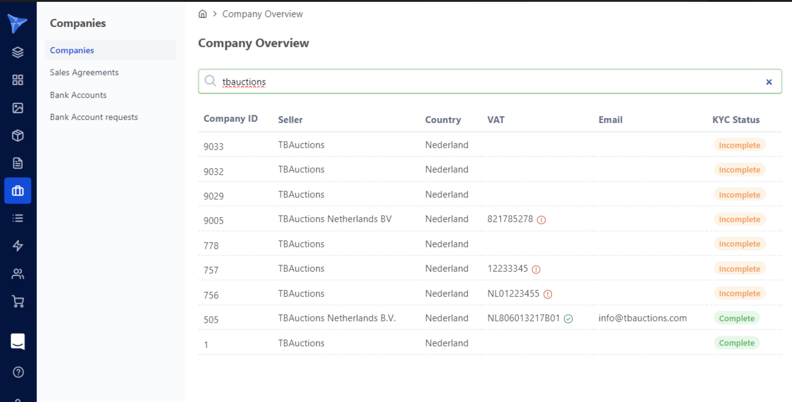 Add a new seller to an existing company in Atlas – TBAuctions