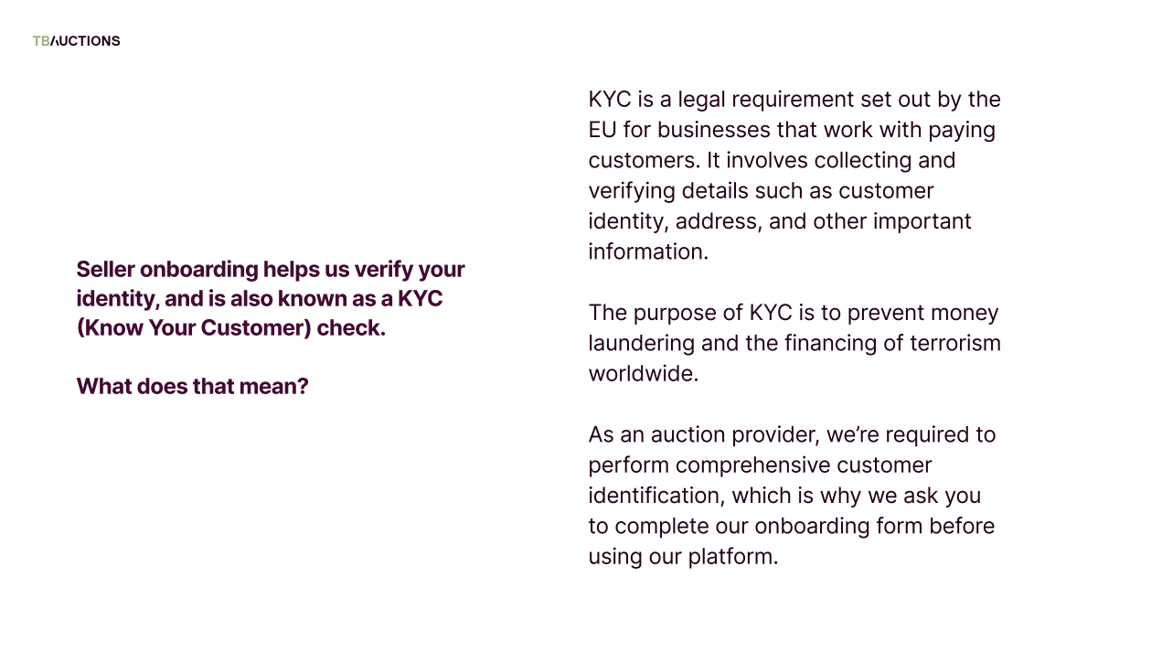 How do I complete my onboarding? – TBAuctions